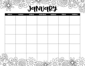 FREE Printable Undated Calendar to Color - The Frugal Free Gal